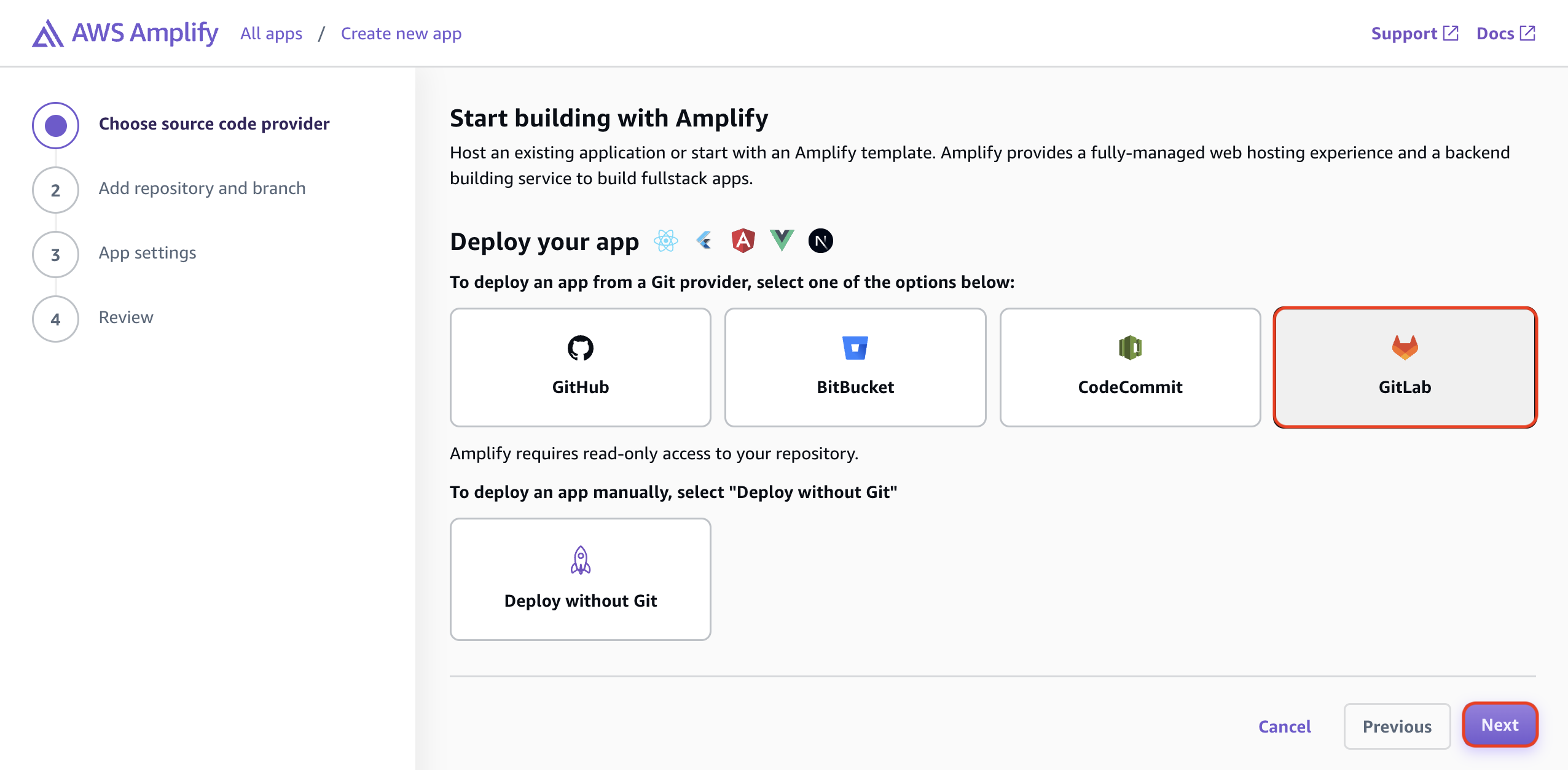 Deploying a web application using AWS Amplify Gen 2 with GitLab as the ...