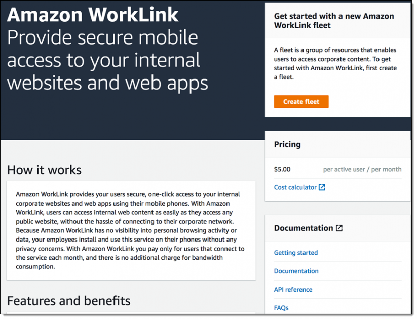 Amazon WorkLink – 单击一下，即可通过移动设备安全地访问内部网站和应用程序 | 亚马逊AWS官方博客