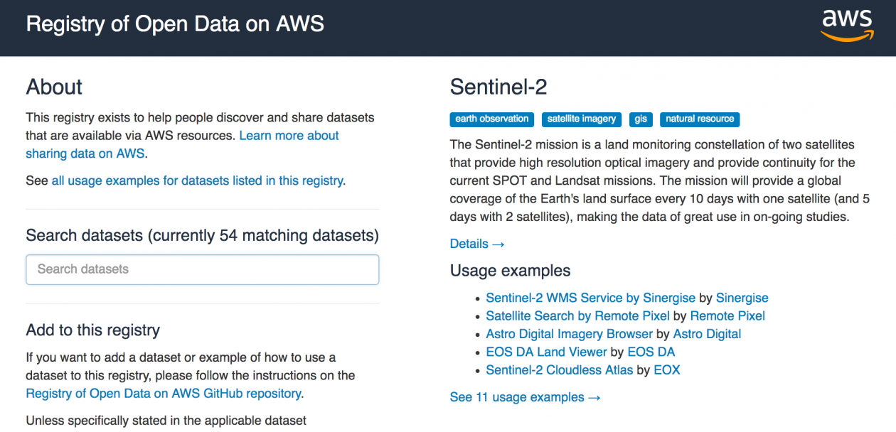 RODA(Registry of Open Data on AWS), 오픈 데이터 호스팅 서비스 출시 | Amazon Web Services 한국 블로그