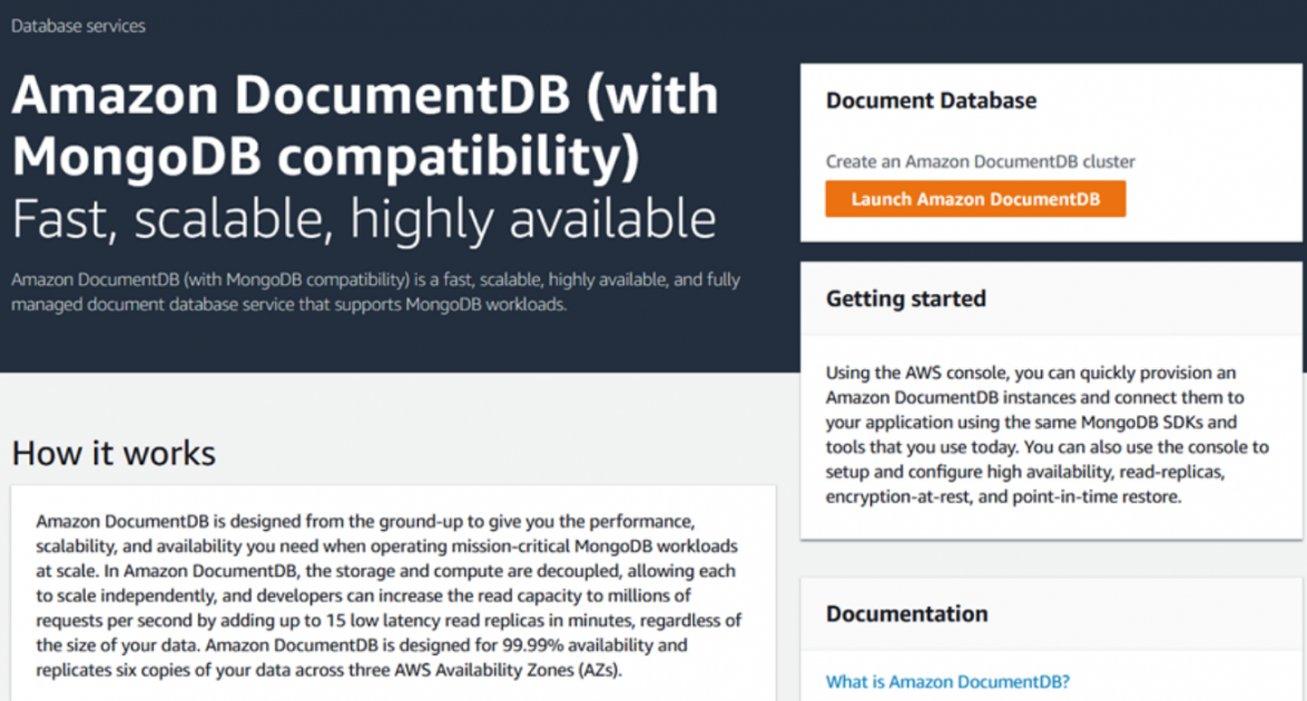 Amazon DocumentDB 신규 출시 – MongoDB 호환 가능한 빠르고 확장성 높은 고가용성 문서 데이터베이스 ...