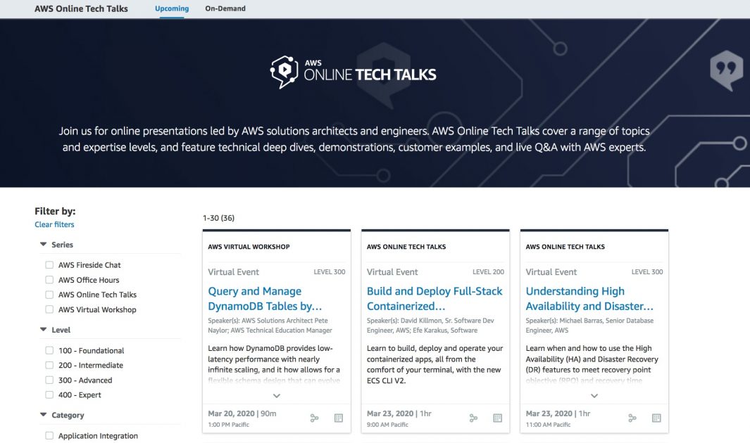 AWS 글로벌 Online Tech Talk 및 온-디맨드 사이트 안내 | Amazon Web Services 한국 블로그