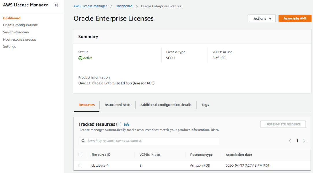 AWS License Manager를 사용하여 Oracle 라이선스 관리하기 | Amazon Web Services 한국 블로그