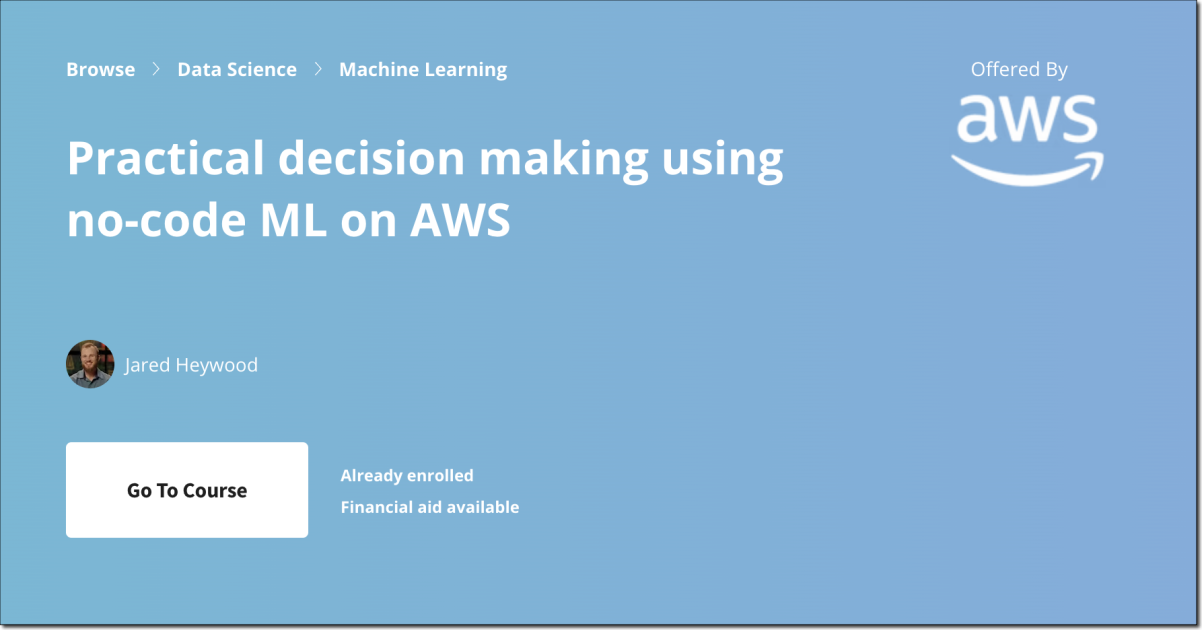 Coursera, Amazon SageMaker Canvas 기반 No-Code 기계 학습 실습 교육 과정 개설 | Amazon ...