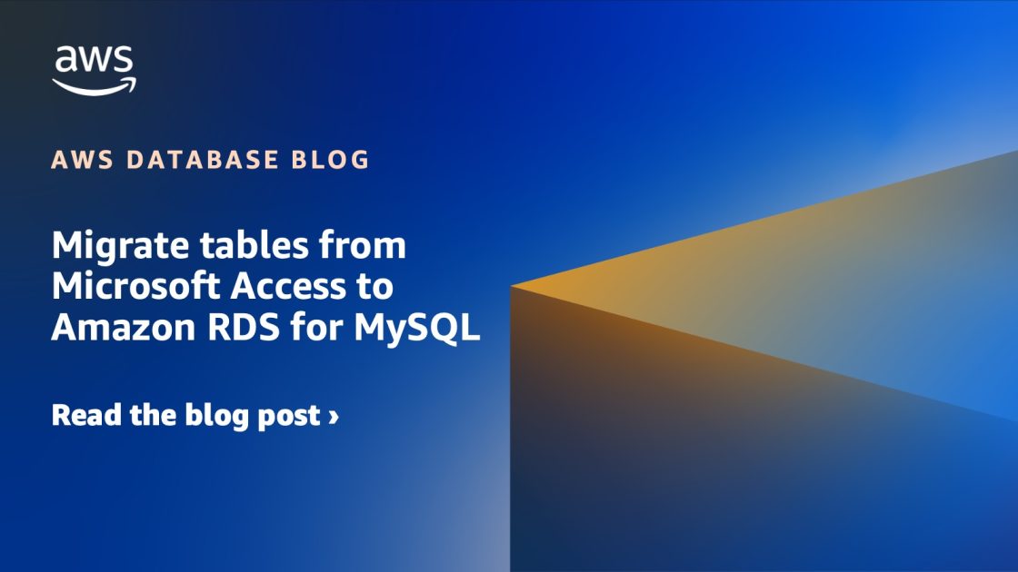 Migrate tables from Microsoft Access to Amazon RDS for MySQL | AWS ... Migrate tables from Microsoft Access to Amazon RDS for MySQL | AWS ...