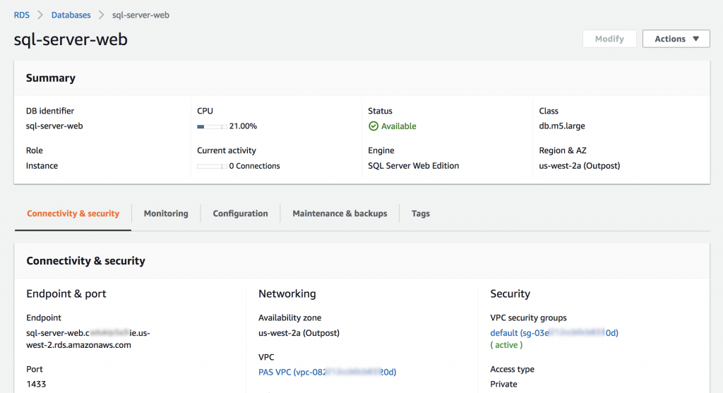 最新情報 – AWS Outposts で Amazon RDS の Microsoft SQL Server インスタンスを作成する ...