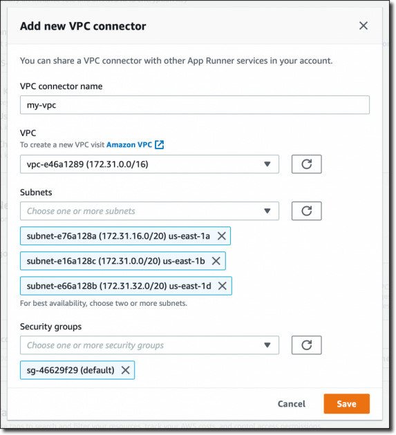 App Runner の新機能 — Amazon Virtual Private Cloud (VPC) をサポート | Amazon Web Services ブログ