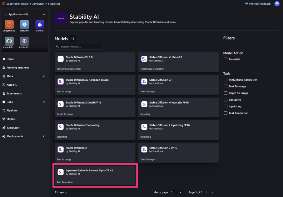 Stability AI Japan の Japanese Stable LM Instruct Alpha 7B v2 が Amazon SageMaker JumpStart で使えるよう ...