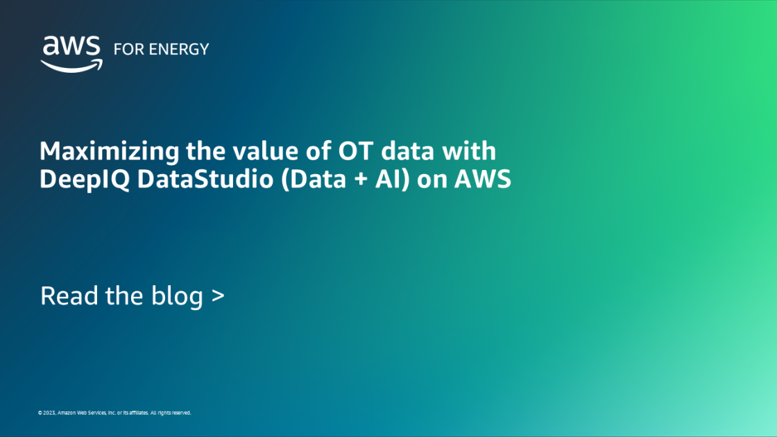 Maximizing the value of OT data with DeepIQ DataStudio (Data + AI) on AWS | AWS for Industries